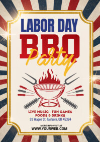 White Professional Labor Day Bbq Invitation A4 Template | PosterMyWall