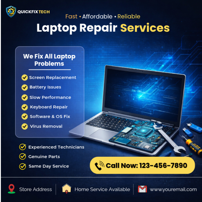 Professional Laptop Repair Services Instagram Post Template | PosterMyWall