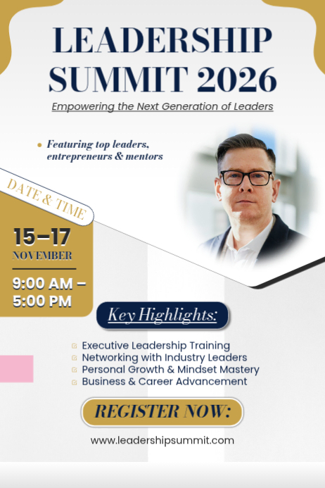 Professional Leadership Summit Poster Template | PosterMyWall