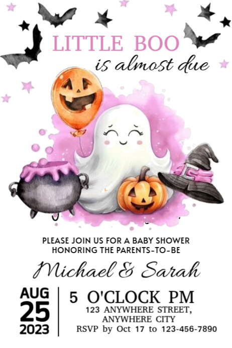 Plantilla de Professional Little Boo Is Almost Due Poster | PosterMyWall