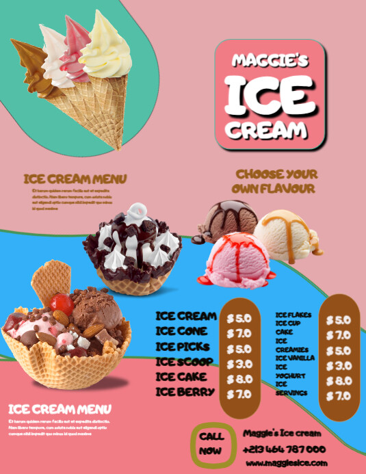 Plantilla de Professional Maggie Ice Cream Flyer (us Letter) | PosterMyWall