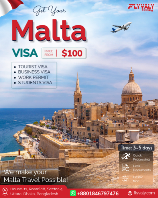 Professional Malta Visa Processing Ads Design Template Instagram ...