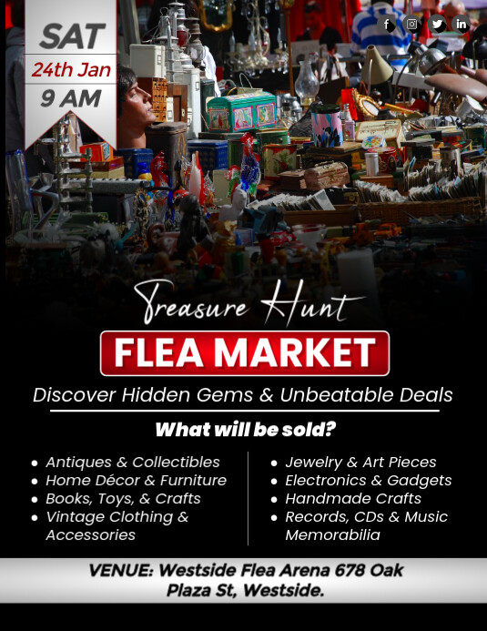 Professional Marketable Flea Market Flyer Template | PosterMyWall
