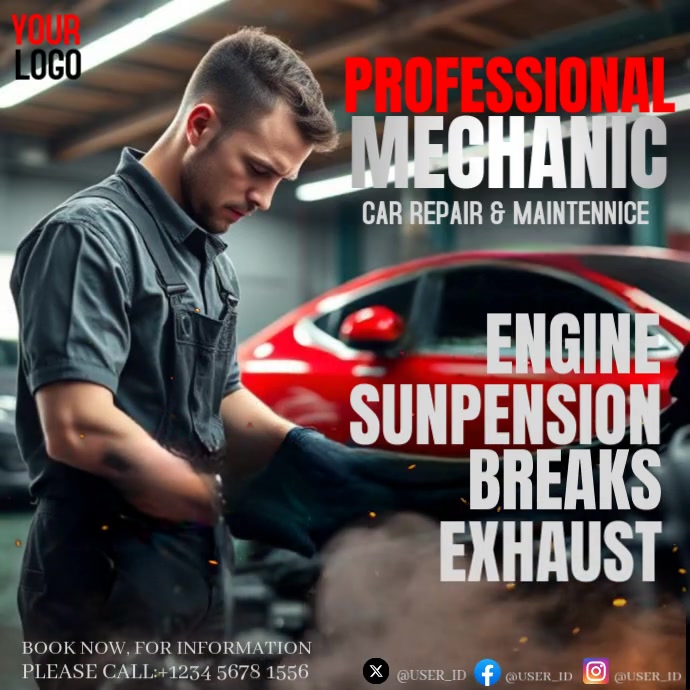 Professional Mechanic Repair Template | PosterMyWall