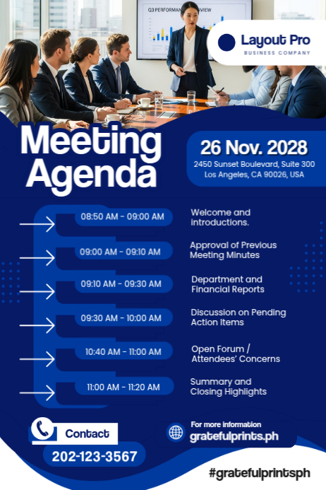 Copy of Professional Meeting Agenda Poster | PosterMyWall