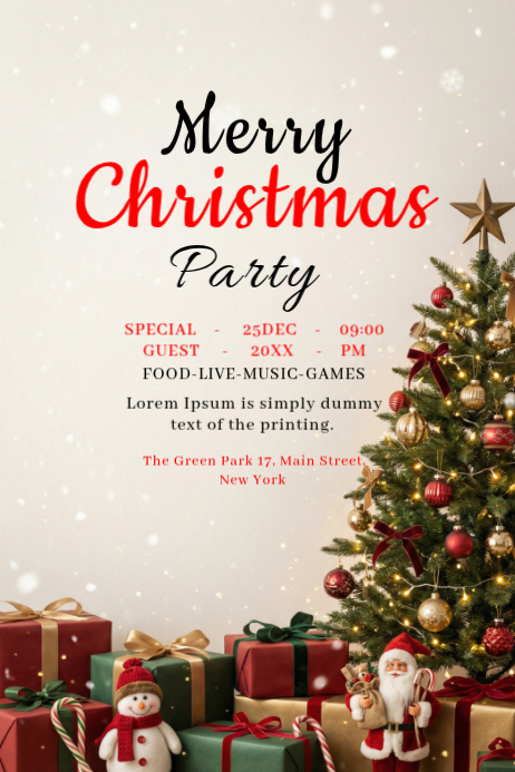 Professional Merry Christmas Party Invitation Poster | Festive Holiday ...
