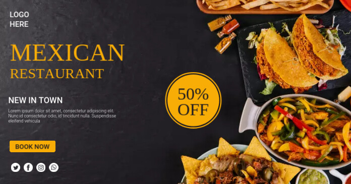 Professional Mexican Restaurant Facebook Shar Template | PosterMyWall