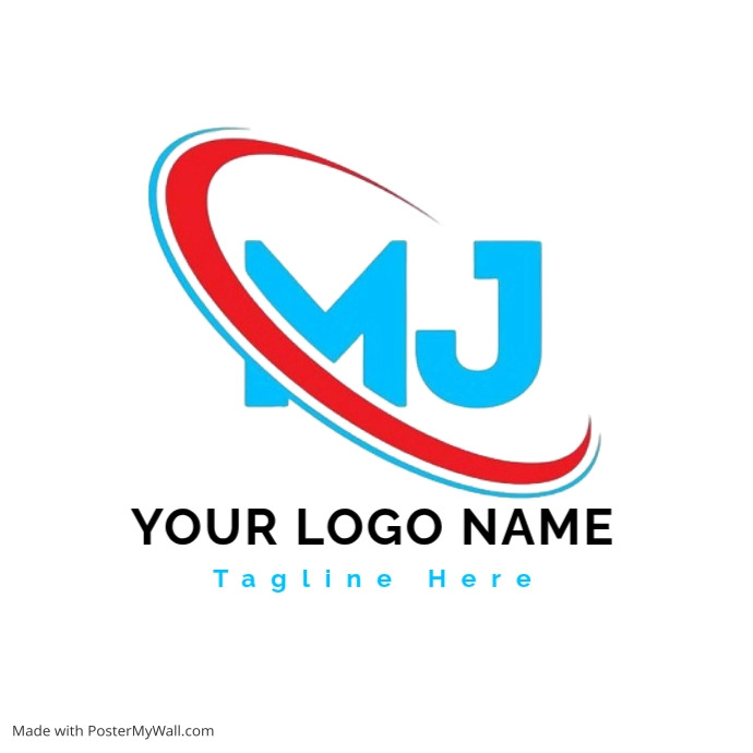 Copy of Professional Mj Logo. Mj Design. Blue And Red Mj Letter. Mj ...