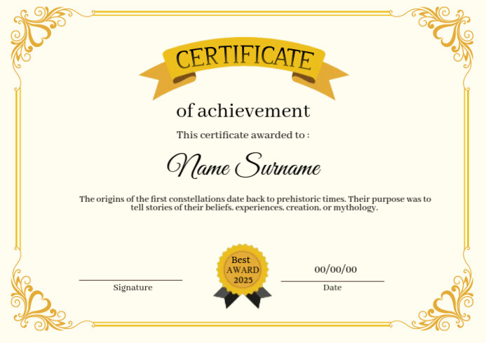Professional Modern Certificate Of Achievement Template | PosterMyWall