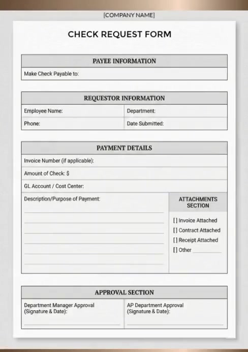 Professional Modern Manual Check Request Voucher A4 Template | PosterMyWall