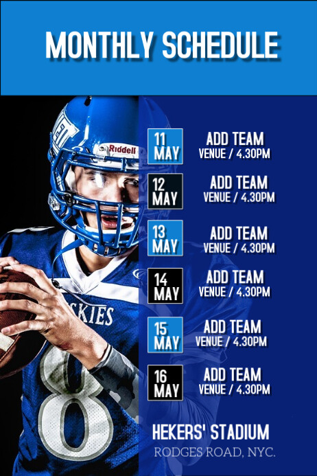 Professional Monthly Football Match Poster Template | PosterMyWall