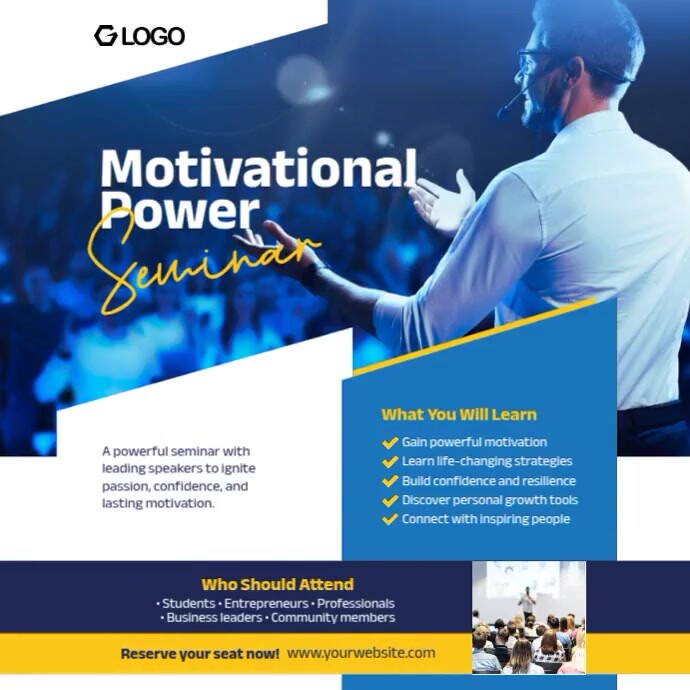 Copy of Professional Motivational Power Seminar Blue Yellow Facebook ...