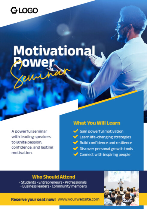 Copy of Professional Motivational Power Seminar Poster Flyer Blue ...