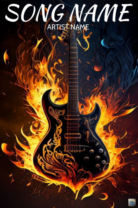 Professional Music Song Guitar Fire Album Cover Art Design Poster ...