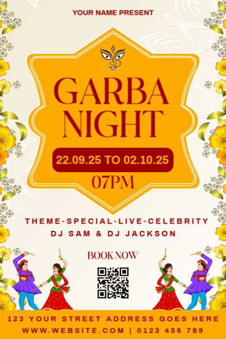 Professional Navratri Garba Poster Template | PosterMyWall