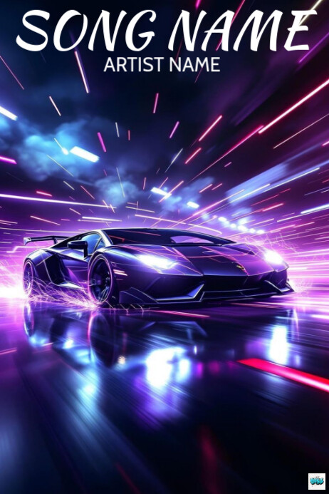 Professional Neon Car Album Cover Art Design Poster Template | PosterMyWall