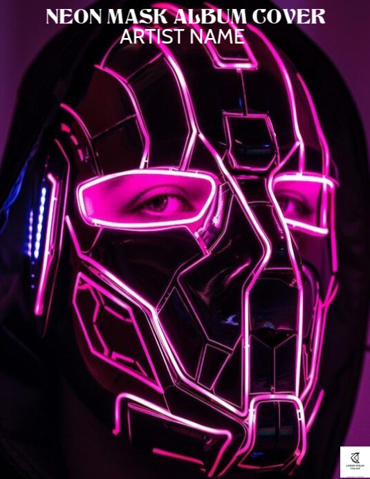Professional Neon Mask Album Cover Flyer (us Letter) Template ...