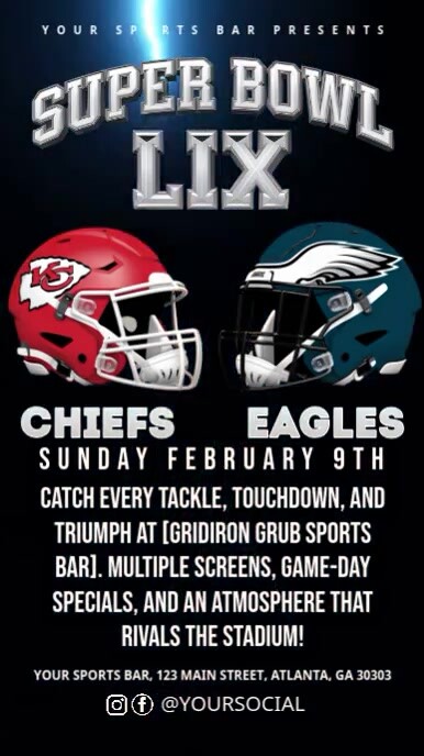 Professional Nfl Chiefs Vs Eagles, Super Bowl Fire Flyer Instagram ...