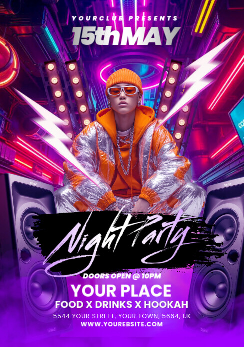 Professional Night Club Flyer A5 Template | PosterMyWall