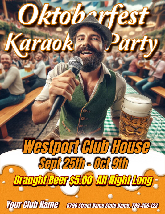 Professional Oktoberfest Karaoke Party Flyer Template | PosterMyWall