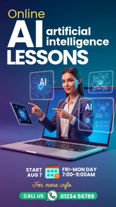 Professional Online Ai Lessons Instagram Story Template | PosterMyWall