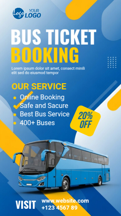 Professional Online Bus Ticket Services Ad Instagram Story Template ...