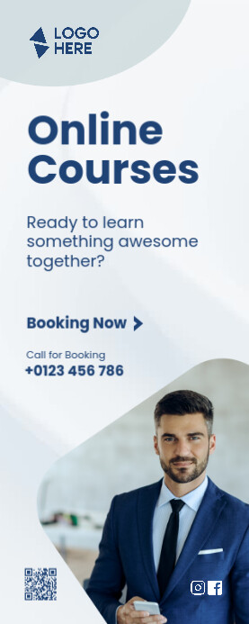 Professional Online Courses Design Template Roll Up Banner 2' × 5 ...