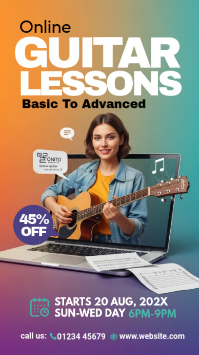 Copy of Professional Online Guitar Lessons Ad Instagram Story ...