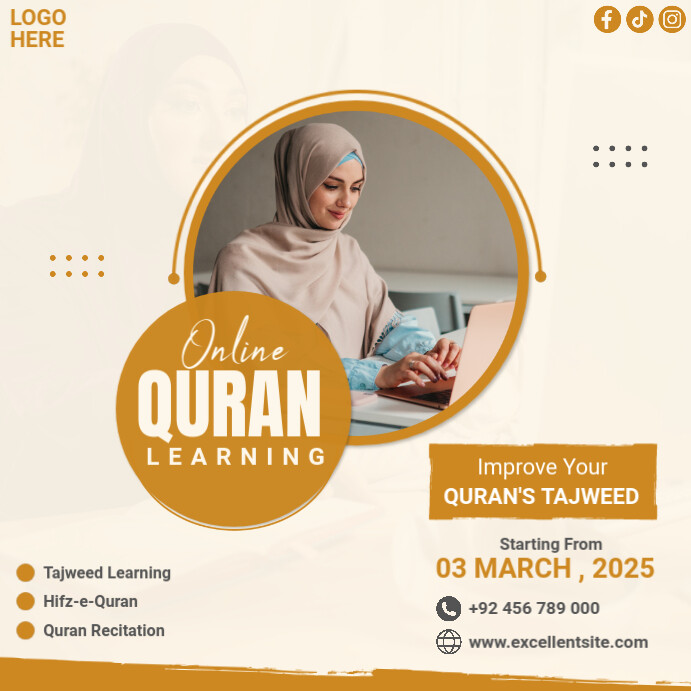 Copy of Professional Online Quran Learning Instagram Post | PosterMyWall