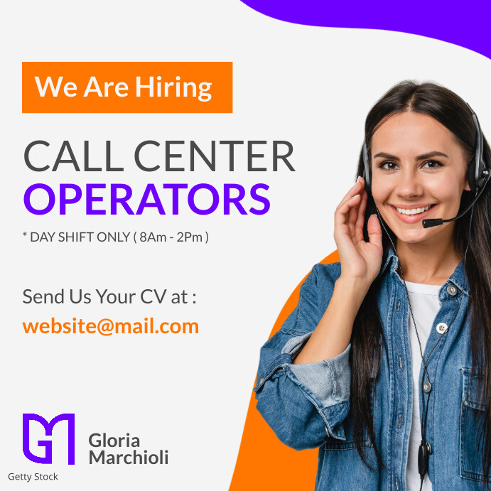 Copy of Professional Orange And Purple Call Center Mu | PosterMyWall