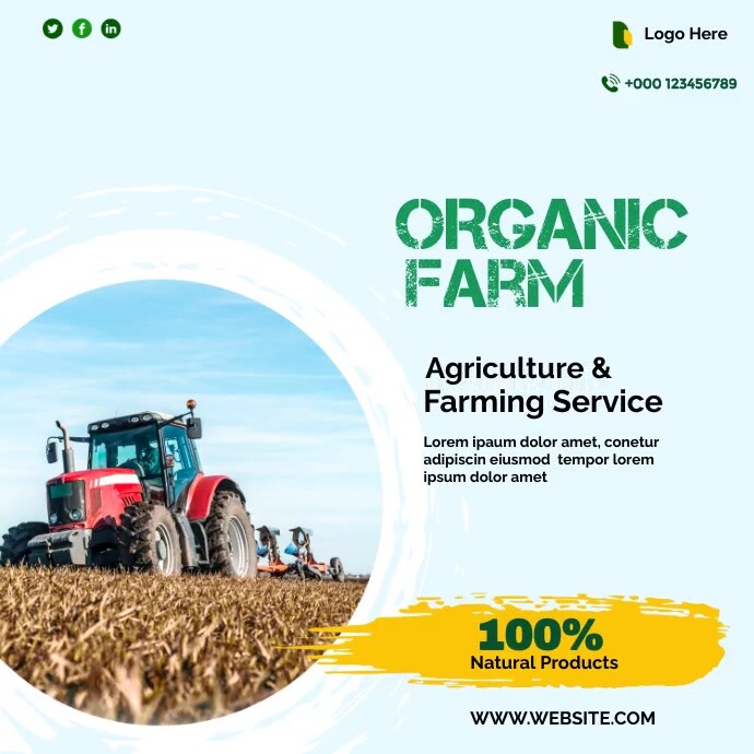 Professional Organic Farming Instagram Post Template | PosterMyWall