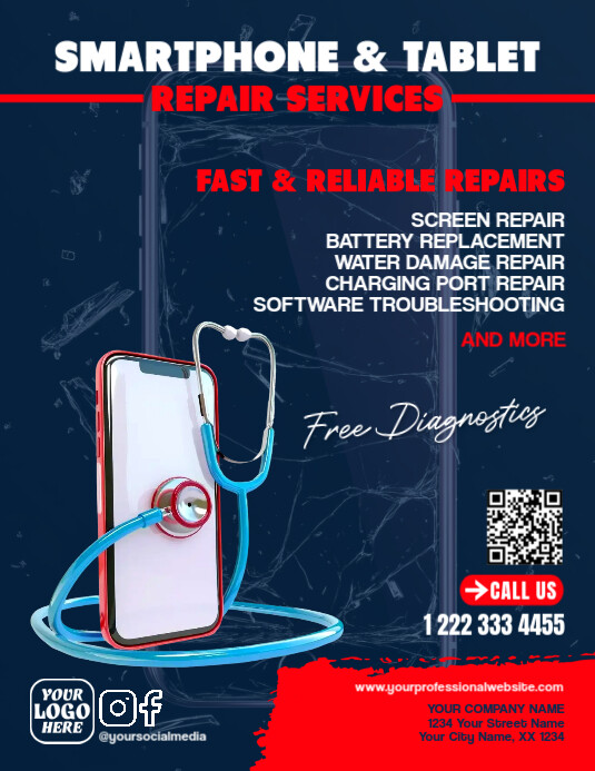 Professional Phone Repair Flyer (us Letter) Template | PosterMyWall