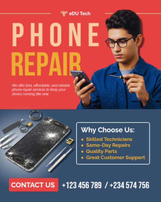 Professional Phone Repair Services Poster Template – Fast & Affordable ...