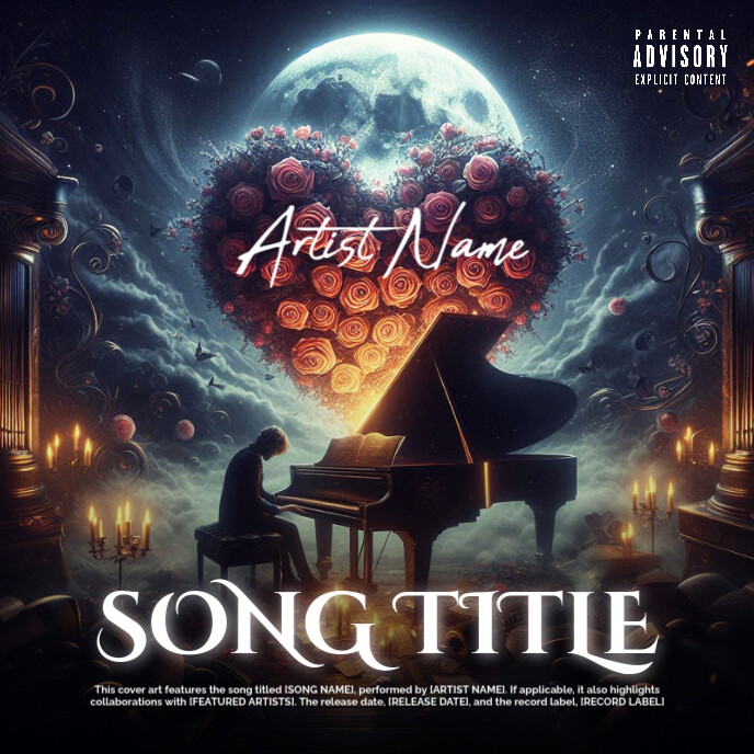 Professional Piano And Roses Album Cover Template | PosterMyWall