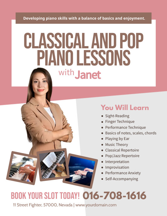 Copy of Professional Piano Lessons Flyer (Us Letter) | PosterMyWall