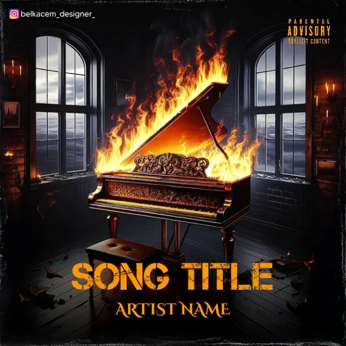 Professional Piano Motion Fire Album Cover Template | PosterMyWall