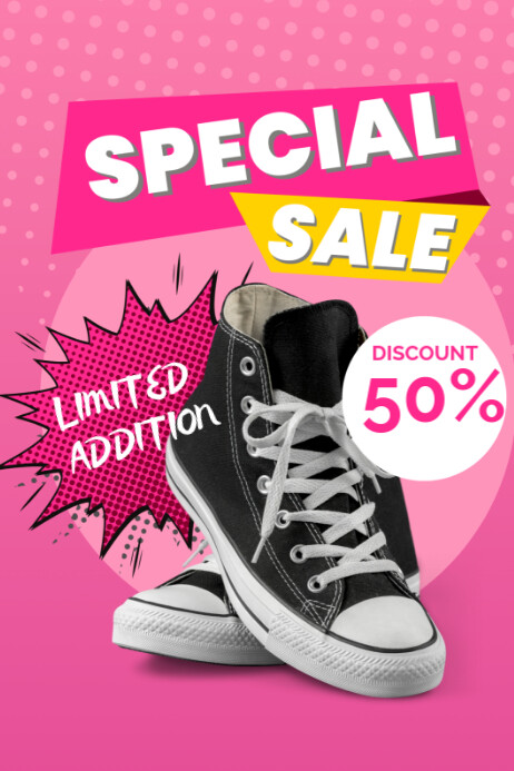 Professional Pink Yellow Illustration Special Sale Poster Template ...