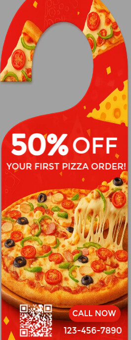 Professional Pizza Door Hanger – Trendy Promotional Design For Special ...