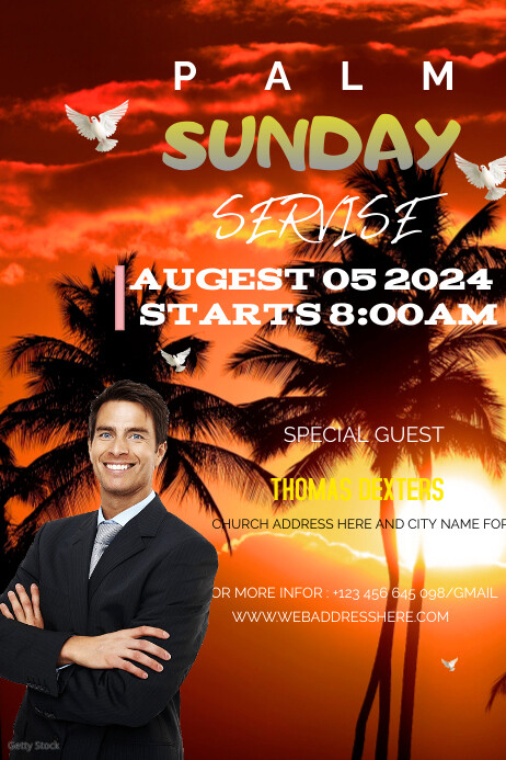 Professional Plam Sunday Poster Templat | PosterMyWall