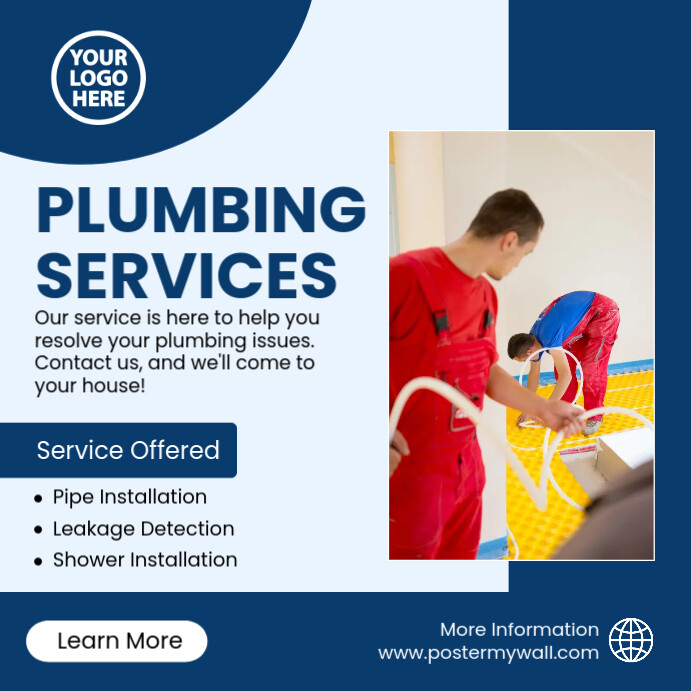 Professional Plumbing Services Instagram Post Template | PosterMyWall