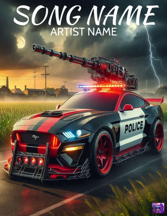 Professional Police Car Album Cover Art Design Flyer (us Letter ...
