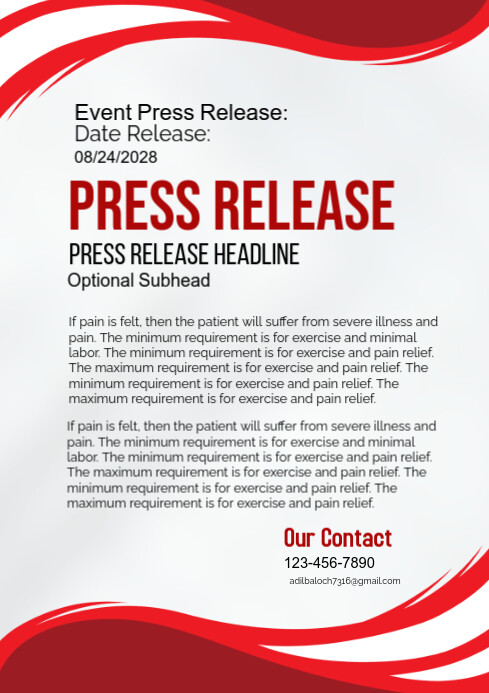Plantilla de Professional Press Release A4 | PosterMyWall