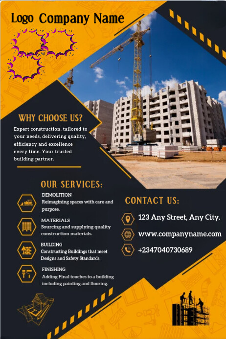 Professional Professional Construction Company Poster Template ...