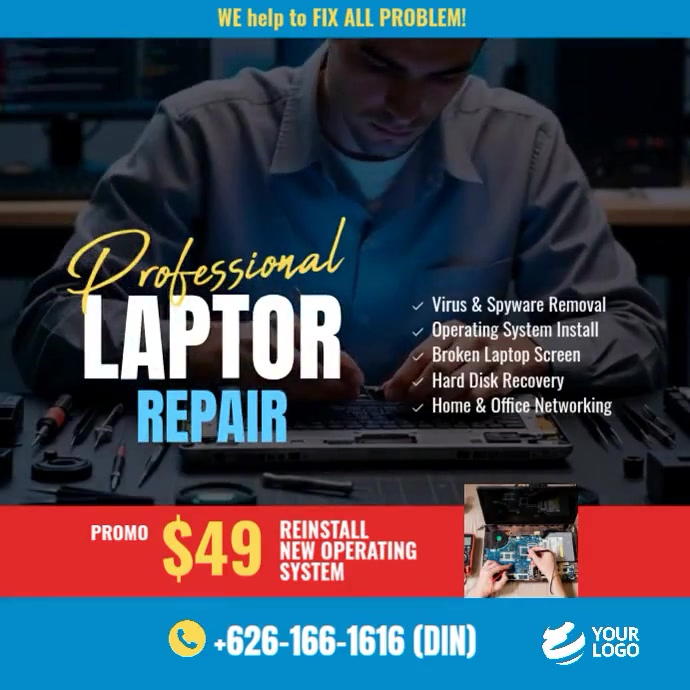 Professional Professional Laptop Repair Facebook Instagram Post ...