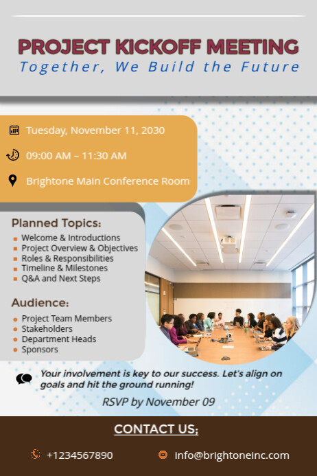 Plantilla de Professional Project Kickoff Meeting Poster Poster ...