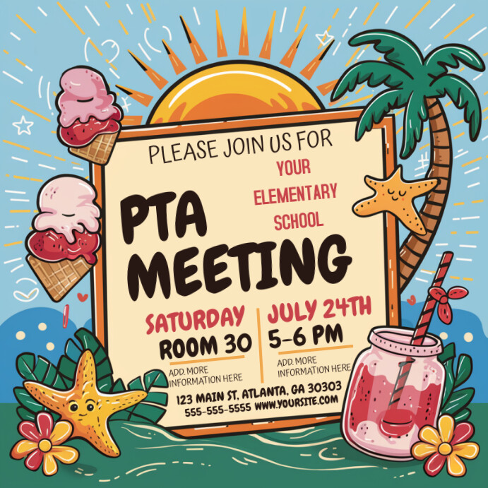 Professional PTA Meeting School Flyer Instagr Template | PosterMyWall