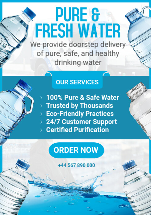 Copy of Professional Pure Water Home Delivery Service A4 | PosterMyWall