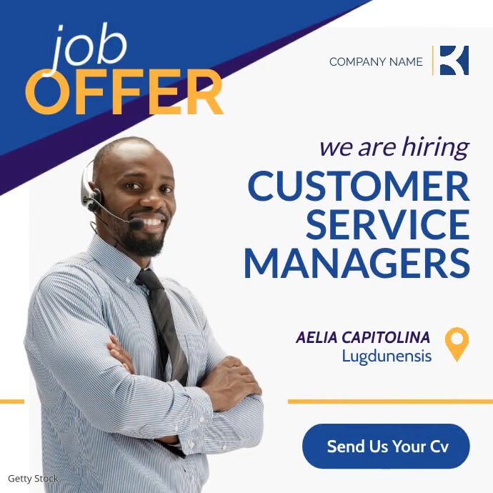 Professional Purple And Blue Minimal Customer Template | PosterMyWall