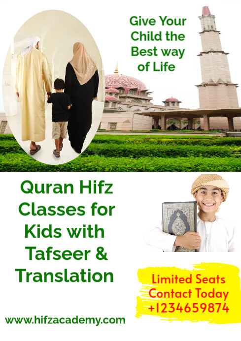 Professional Quran Hifz Classes A4 poster Template | PosterMyWall