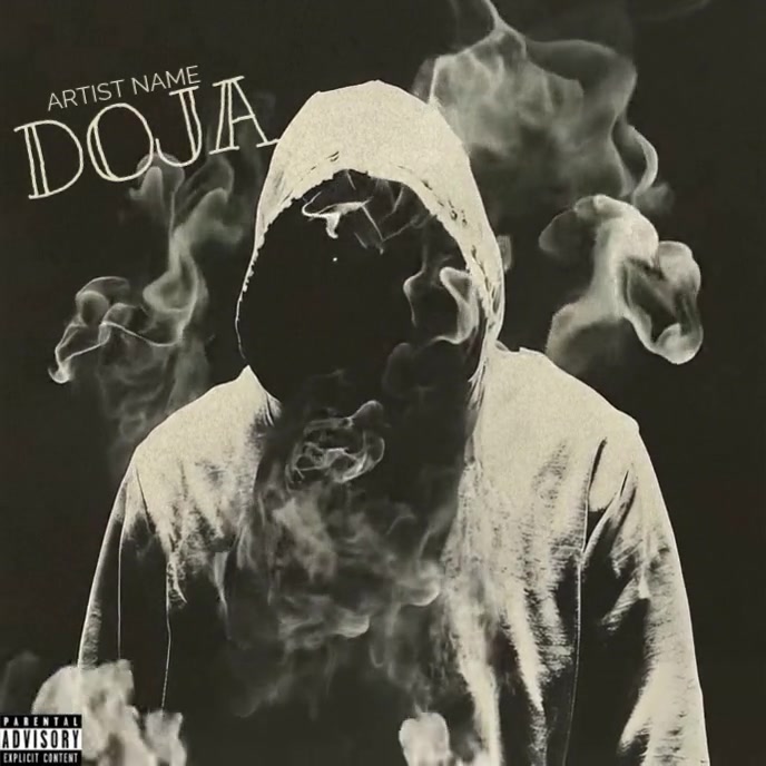 Copy of Professional Rap Hip Hop. Smoke. Man In Hoodie. Album Cover ...